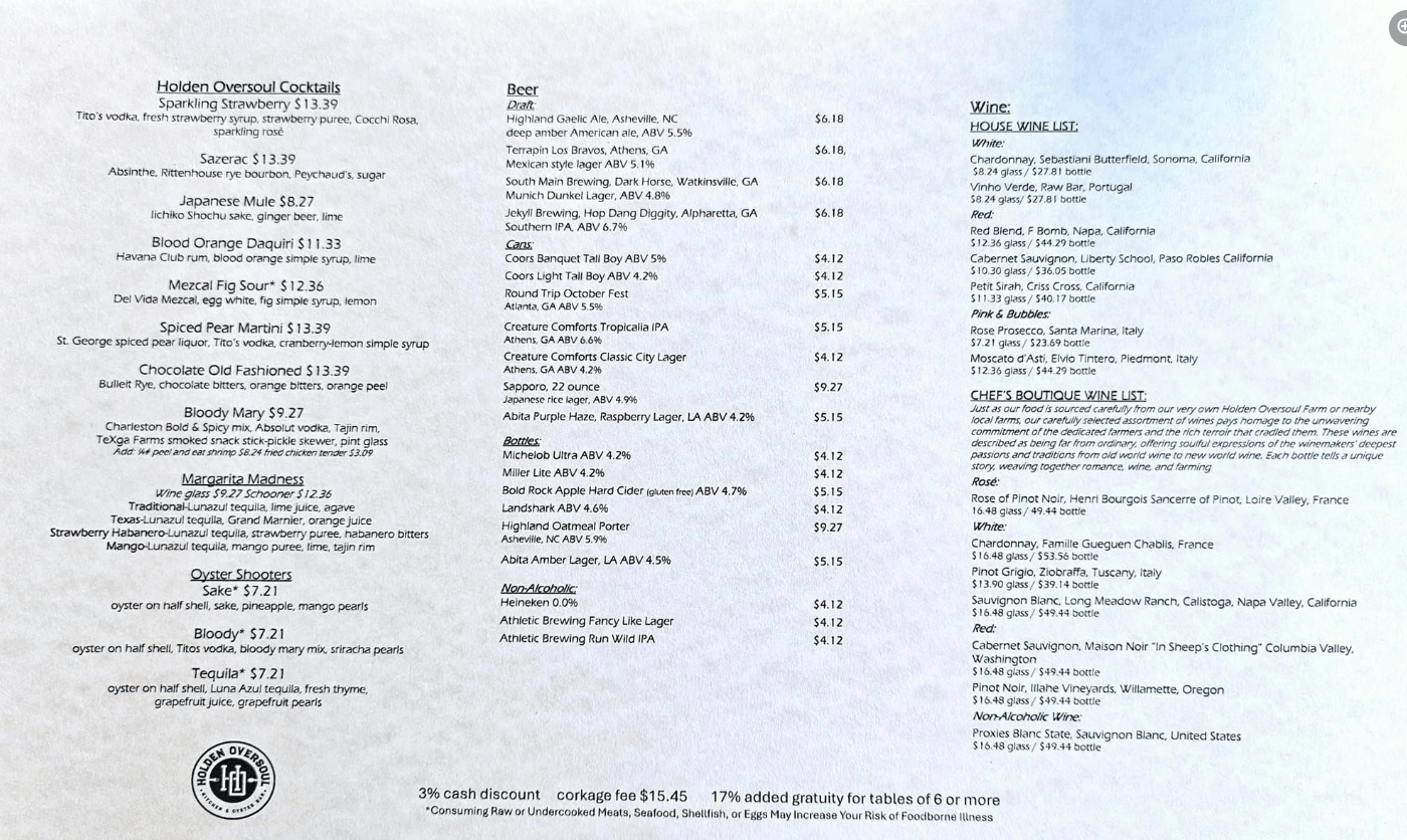 Kitchen Menus Archive - Holden Oversoul Kitchen and Oyster bar