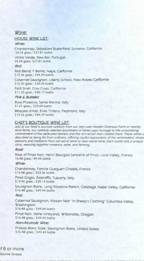 Kitchen Menus - Holden Oversoul Kitchen and Oyster bar