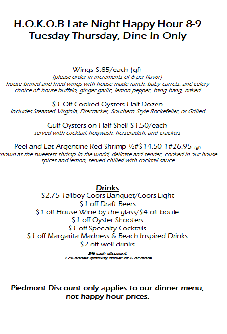 Kitchen Menus - Holden Oversoul Kitchen and Oyster bar